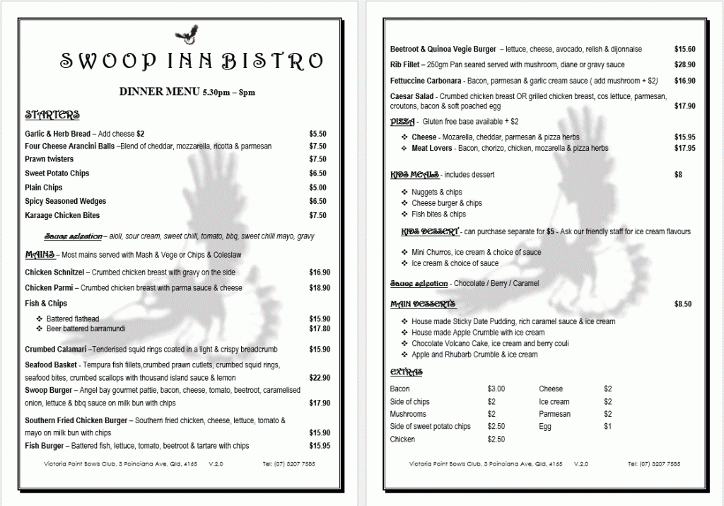 Dining - Victoria Point Bowls & Recreation Club